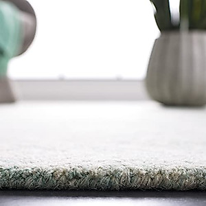 SAFAVIEH Abstract Collection Area Rug - 8' x 10', Grey & Turquoise, Handmade Wool, Ideal for High Traffic Areas in Living Room, Bedroom (ABT428F)