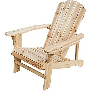 LOKATSE HOME Outdoor Wooden Adirondack Classic Fire Pit Chair for Deck Yard/Garden, Natural Wood