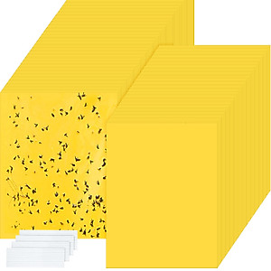 500 Pcs Double Sided Sticky Traps for Flying Plant Insect Like White Flies Aphids 6 x 8 Inch Sticky Gnat Traps Killer Fruit Fly Traps for Indoor Outdoor Including Twist Ties, Yellow
