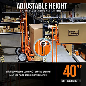 SuperHandy Material Lift Winch Stacker, Pallet Truck Dolly, Lift Table, Fork Lift, 330 Lbs 40" Max Lift w/ 8" Wheels, Swivel Casters [Patent Pending]