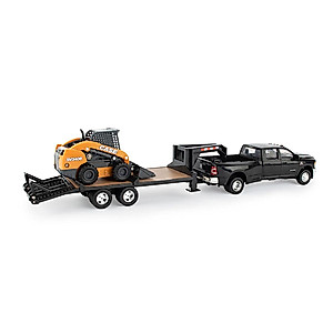 Case IH1/32 Big Farm Ram Dually Quad Cab with Lowboy Trailer and Case SV340B Skidsteer Loader 47155, unisex-adult