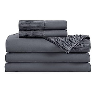 Bedsure Split King Sheet Set for Adjustable Beds - Soft Sheets for Split King Size Bed, 5 Pieces Hotel Luxury Grey Sheets Split King, Easy Care Polyester Microfiber Cooling Bed Sheet Set