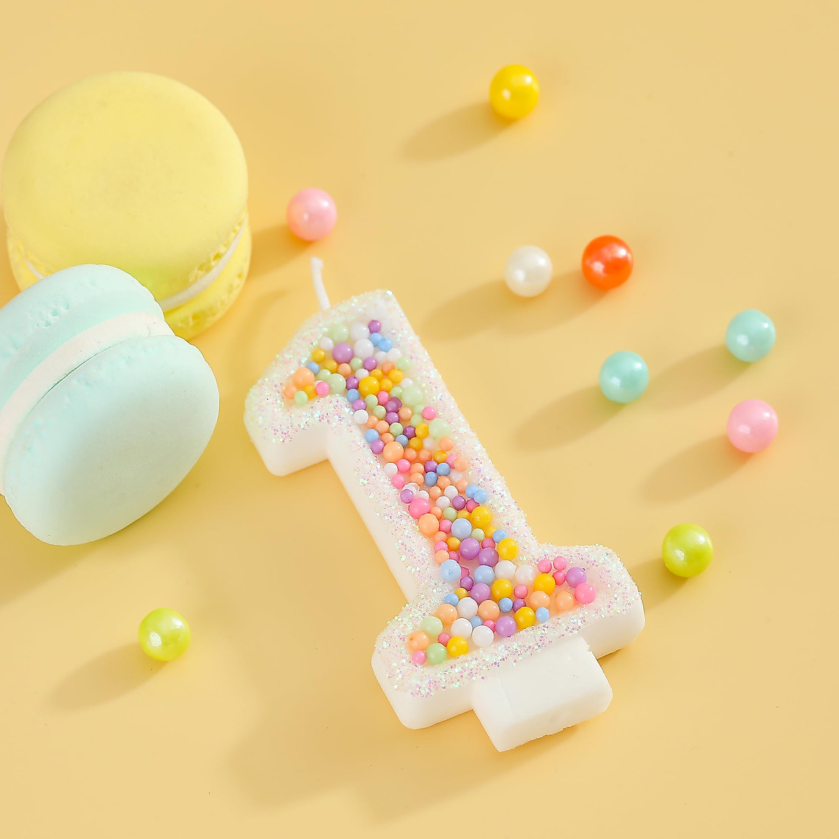 PHD CAKE 2.76 Inch Number 1 Macaron Birthday Candles, Macaron Themed Number Candles, Cake Number Candles, Party Celebration