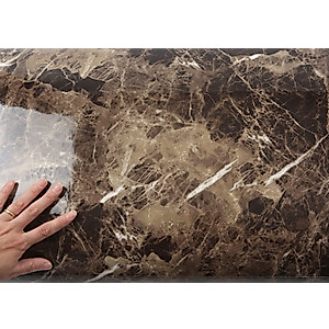 ROSEROSA Peel and Stick PVC Marble Self-Adhesive Wallpaper Covering Counter Top Shelf Liner Emperador (PGS4020 : 2.00 Feet X 6.56 Feet)