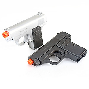 BBTac Airsoft Spring Pistol 328 Silver and Black Dual Air Soft Sub-Compact Mini Pocket Pistols Spring Airsoft Gun
