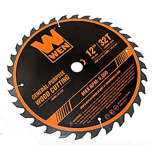 WEN BL1232-2 12-Inch 32-Tooth and 80-Tooth Carbide-Tipped Professional Woodworking Saw Blade Set, Two Pack