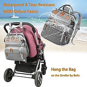 Astro alan Baby Diaper Bags with Changing Station, Waterproof Diaper Bag Backpack for Moms Dads with USB Charging Port, Baby Shower Gifts, Large Capacity diaper backpack, Grey