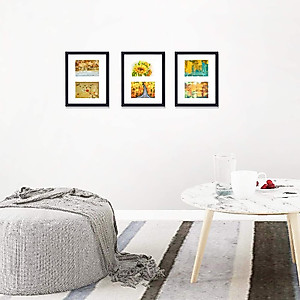 Golden State Art, 11x14 Black Photo Wood Collage Frame with Tempered Glass and White Mat displays (2) 5x7 Pictures