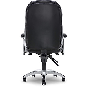 Serta Ergonomic Leather Computer Chair with Layered Memory Foam, Contoured Lumbar, Pillowed Headrest Executive Adjustable Office, Black 25.25D x 29W x 44.5H in