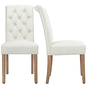Yaheetech Dining Chair Dining Room Chair Living Room Side Chairs Tufted Parsons Chairs for Hotel, Restaurants, Wedding Banquet, Meeting, Celebration Beige, Set of 2