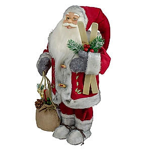 Northlight 18" Standing Santa Christmas Figure with Skis and Fur Boots