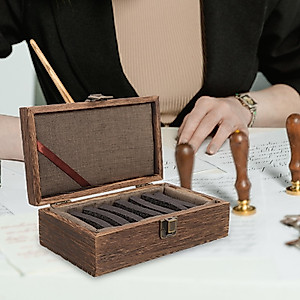 COHEALI Wooden Storage Box with Foam Liner Wax Seal Stamp Head Storage Box Wooden Coin Holder Jewelry Keepsake Chest Trinket Box for Earrings Necklace Bracelet