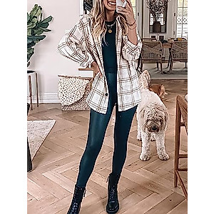 ANRABESS Womens Casual Plaid Shacket Button Down Long Sleeve Shirt Jacket