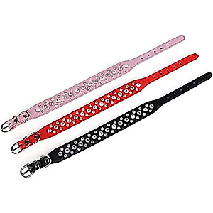 Hotlion Bling Diamond Dog Collar Cute Sparkly Crystal Rhinestone Cat Collars Adjustable Soft PU Leather Fancy Glitter Kitten Puppy Pet Collar for Small Medium Dogs Cats Yellow XXS