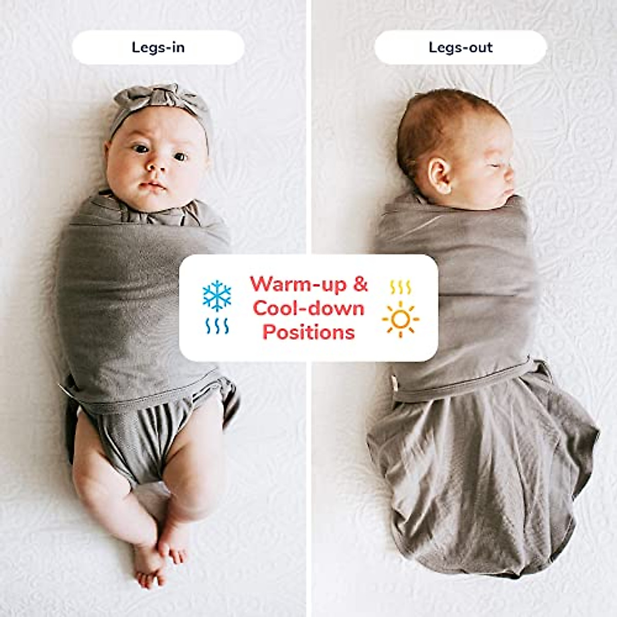 embé 2-Way Starter Baby Swaddle, 6-14 lbs, Newborn Swaddle Sack 0-3 Months, Zip & Velcro Swaddle 0-3 Months Baby Swaddles Wrap, Hip Healthy, Infant Swaddle - Slate