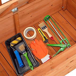 Aiyyds Cedar Outdoor Storage Bench with Seating - 44-inch Patio Bench with Backrest and Armrests, Weatherproof Deck Storage Box in Vibrant Orange-Red