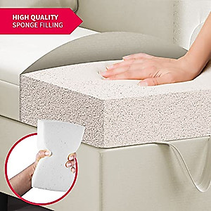 MUZZ Reversible Pull Out Sofa Couch, Sectional Sofa with Storage Chaise 3-Seat L-Shaped Sleeper Sofa, Ideal for Living Room, Apartment and Office etc. (Beige)