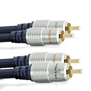 CableMountain 2xRCA to 2X RCA Cables 9.8FT - Gold Plated Male-to-Male Phono to Phono Cable | RCA Audio Cable for Amplifier, Turntable, TV, Home Theater, Speakers and HiFi Systems