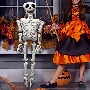 Halloween Skeleton Plush Doll, 37 Inch Skeleton Doll, Halloween Plush Pillow Shelf Decorations, Skeleton Plush Pillow Haunt House Ornaments, Handmade Halloween Decor White Bone Skeleton Stuffed Toy