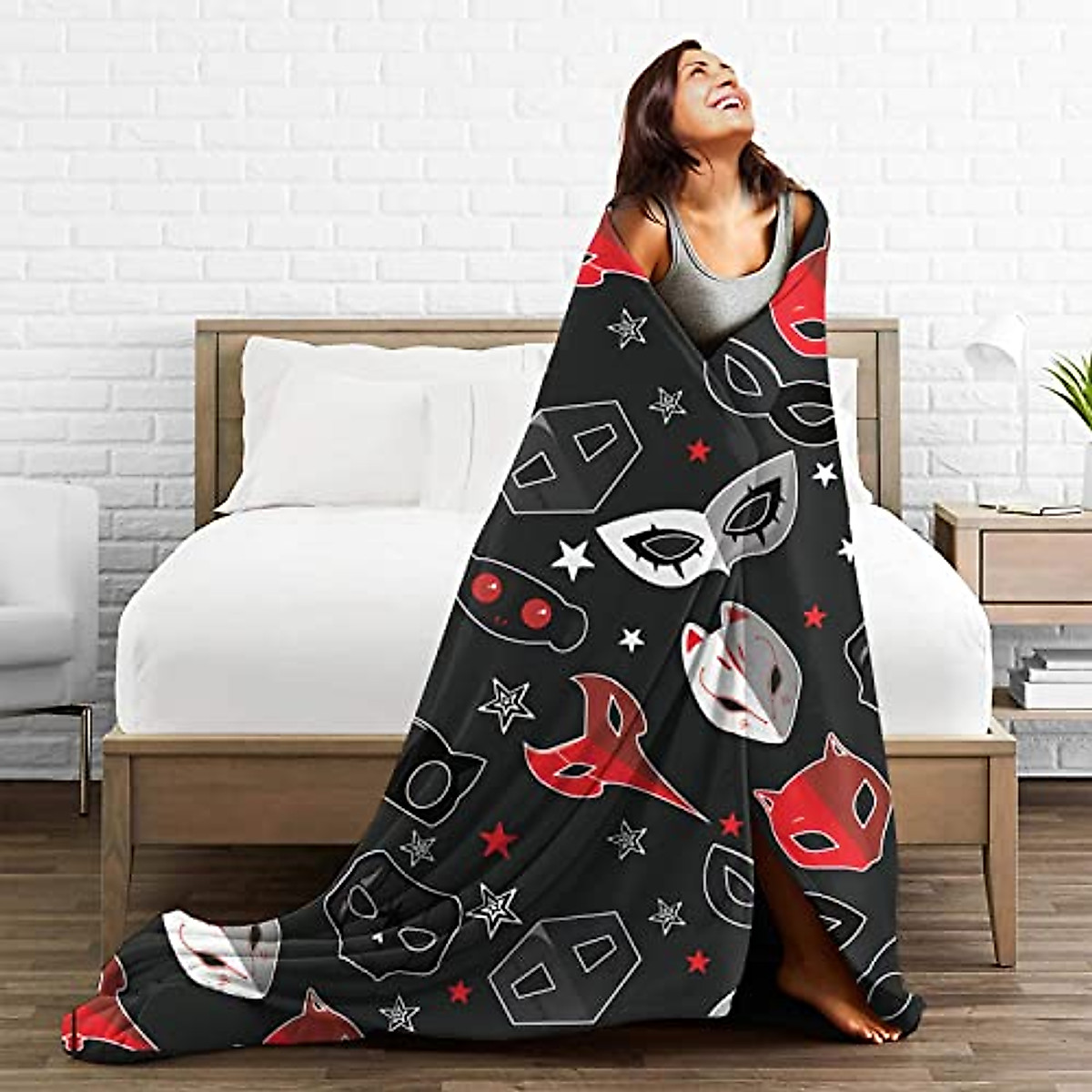 Ultra-Soft Micro Fleece Flannel Throw Blankets,Lightweight Air Conditioning All Season Fuzzy Plush Blanket Persona 5 Masks Pattern for Bed/Couch/Sofa/Chair/Dorm/Travel 50"X40"