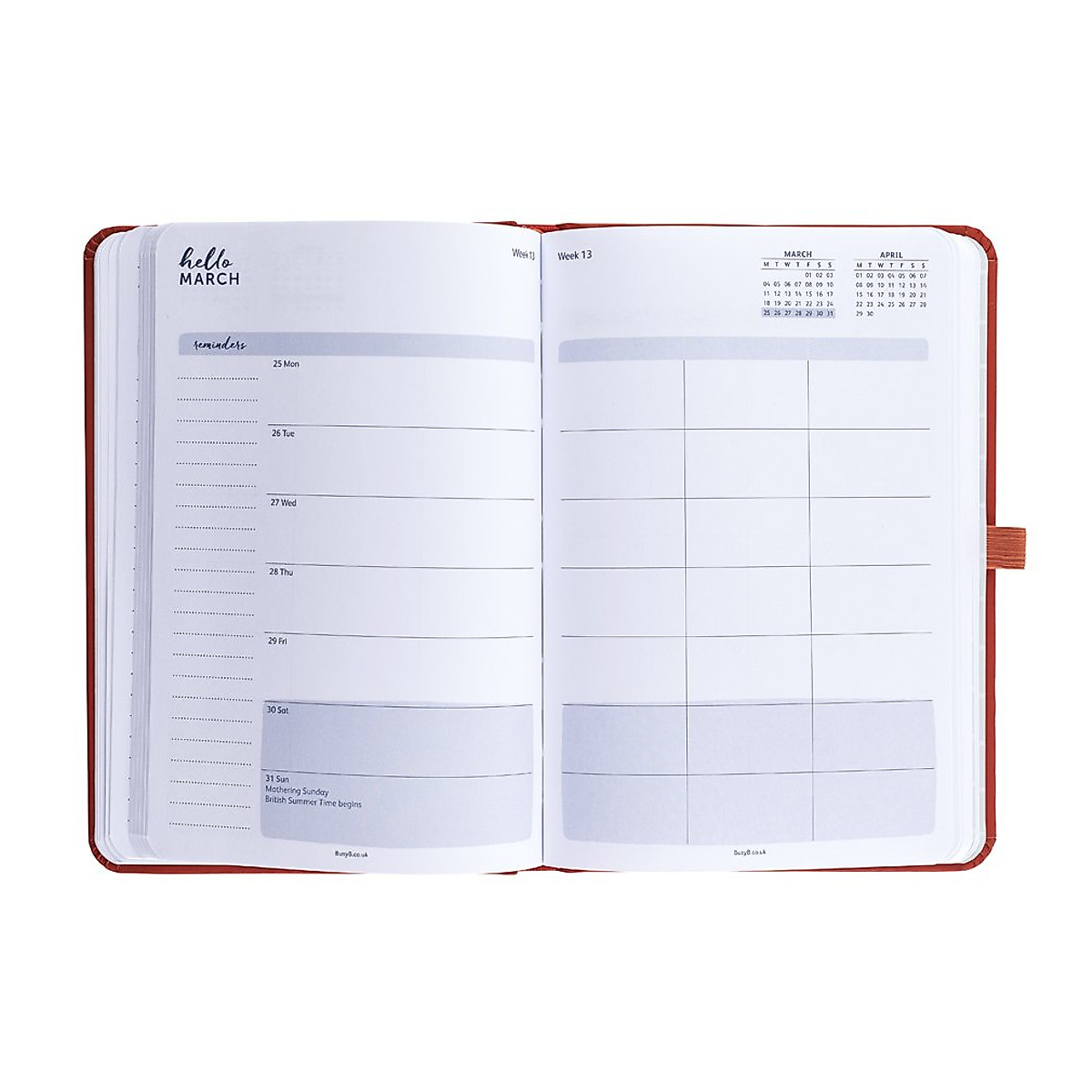 Busy B 17 Month 2018-19 Mid Year Diary - Week-to-View Agenda with timetables and Notes