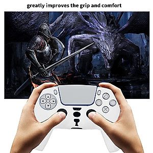 Silicone Sleeve, Removeable Dustproof Non Slip Shockproof Comfort Controller Grip Cover for PS5(white)