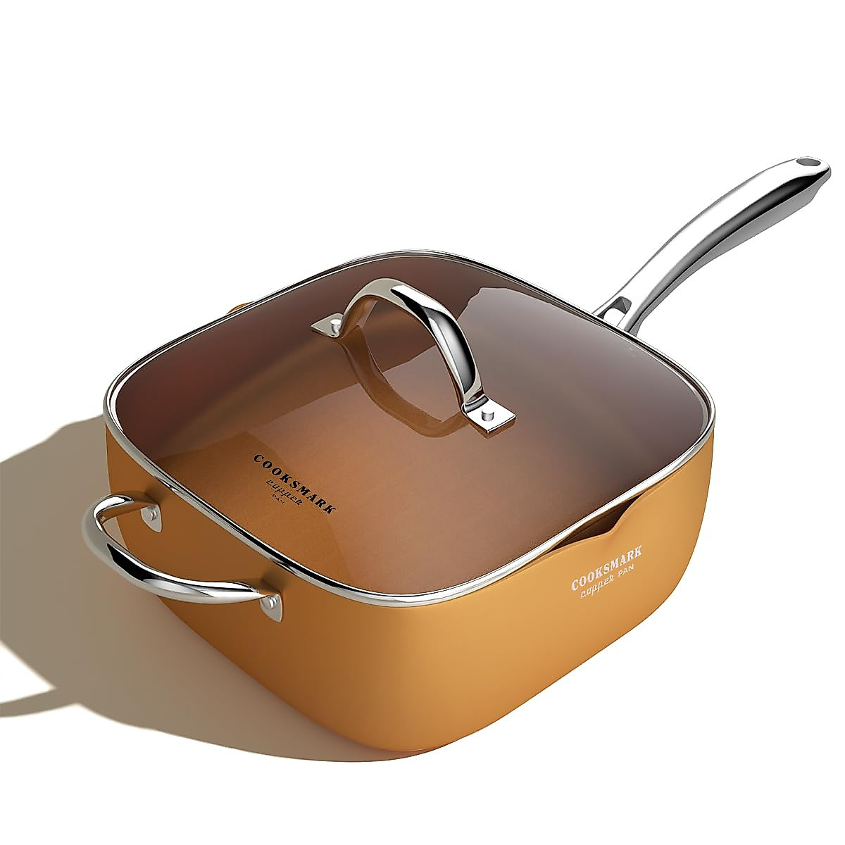 All in One Pan 12 Inch Frying Pan with Lid,Nonstick Copper Frying Pan Induction Compatible Oven and Dishwasher Suitable Black with Stainless Steel Handle