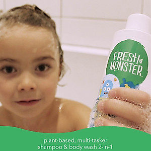 Fresh Monster 2-in-1 Natural Shampoo & Body Wash for Kids, Toxin-Free, Hypoallergenic, Ocean Splash (2 Pack, 8.5oz/each)