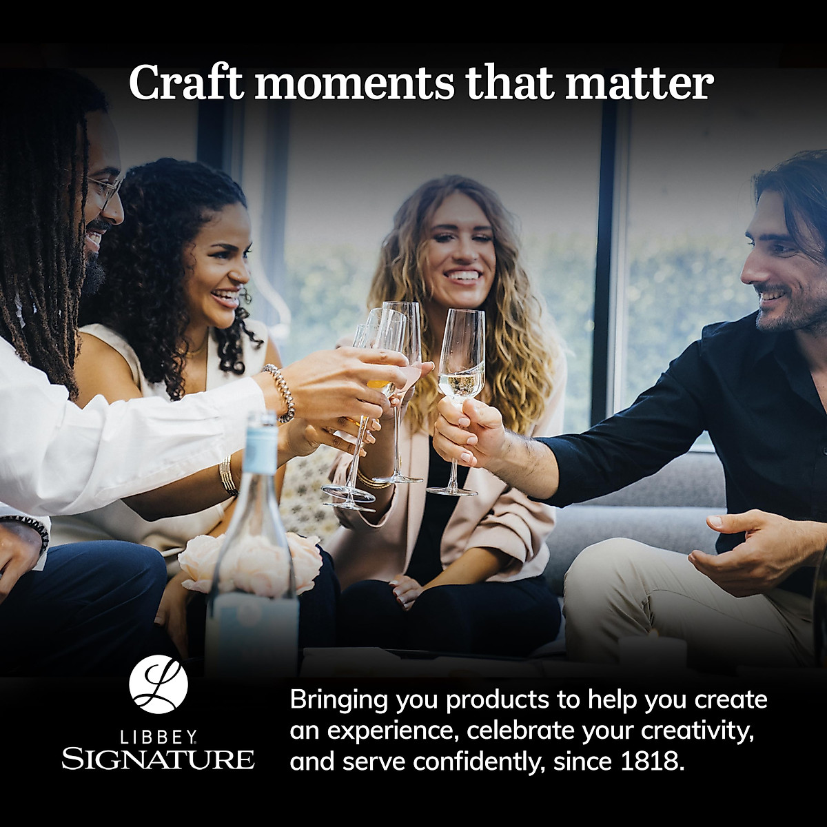 Libbey Signature Kentfield Coupe Cocktail Glasses Set of 4, Coupe Bowl Stemmed Cocktail Glasses, Dishwasher Safe Champagne Coupe Glasses Gift Set