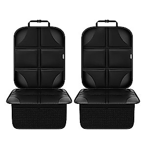 Meolsaek Car Seat Protector, Non-Slip Padded Backing Will Not Leave Imprint, Thickest Carseat Seat Protector for Child Car Seat 2 Pack for SUV, Sedan, Truck, Leather Car Seat (Black)