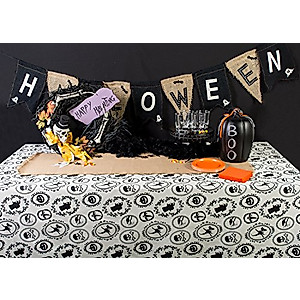 DII Halloween Party Tabletop Decor, Reusable & Machine Washable Cotton Fabric, Tablecloth, 70" Round, Spooky Portraits