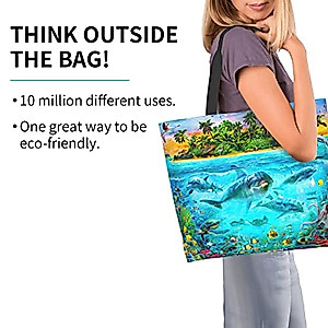 Gelxicu Cute Dolphin Shoulder Tote Bags Dolphin Casual Bag Cute Shoulder Handbags Animals Grocery Bags