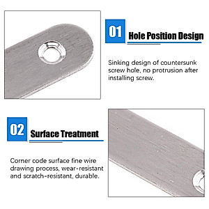 Glarks 35-Pieces 1.6 inch/ 2.4 inch/ 4 inch Stainless Steel Flat Straight Brace Brackets Mending Joining Plates Repair Fixing Bracket Connector and 80pcs Screws Set, Total 115pcs, Silver