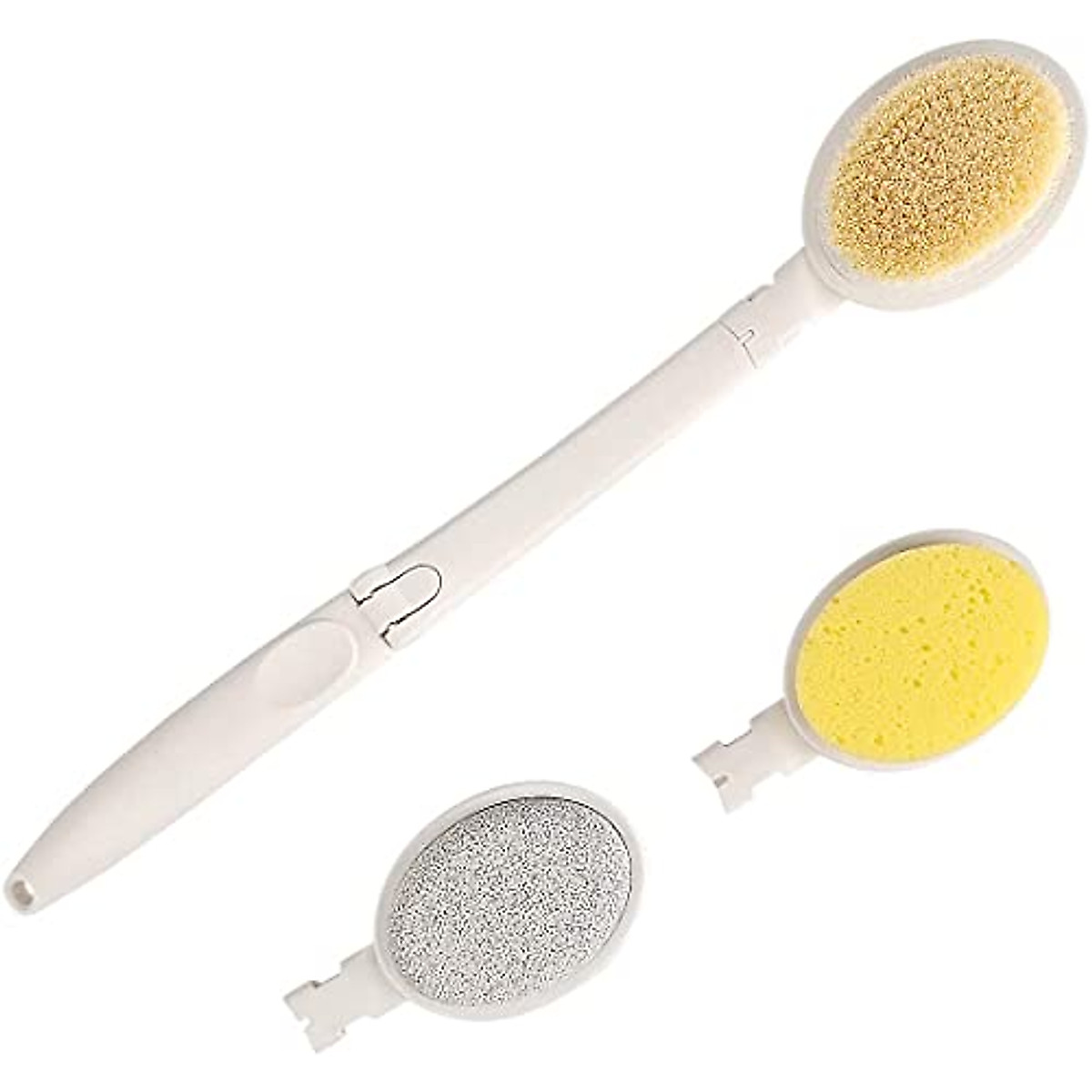 LFJ 3 in 1 Back Bath Brush Set for Shower, 19" Long Handle Body Brush, Bath Sponge and Pumice Gentle Exfoliation and Improved Skin Health, Suitable for Men and Women