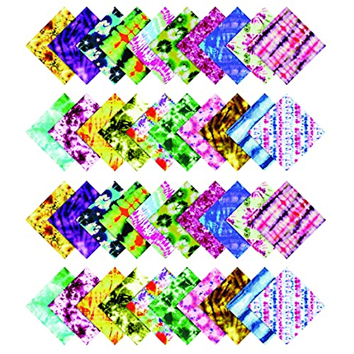 Soimoi 40Pcs Tie Dye Print Cotton Precut Fabrics for Quilting Craft Strips 2.5x42inches Jelly Roll - Multicolor