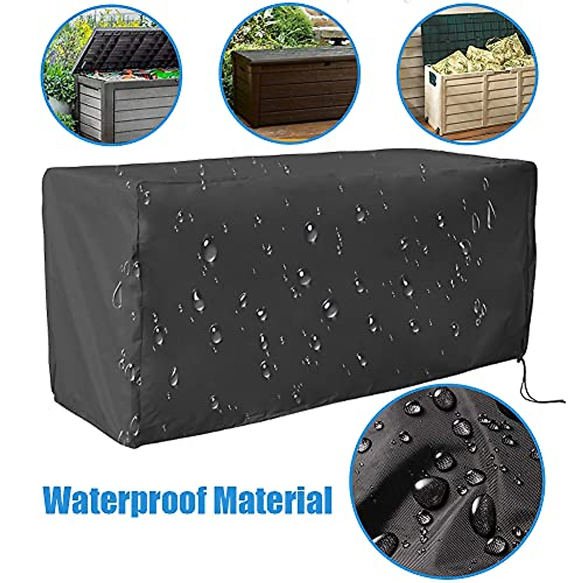 COOSOO Deck Box Cover Waterproof Heavy Duty Patio Ottoman Cover All Weather Protection Outdoor Large Deck Cover Rectangular for Keter Suncast Lifetime