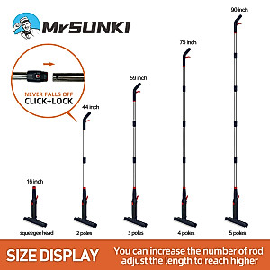 MRSUNKI 4 in 1 Water Spray Squeegee Window Cleaner with Sewage Collection Scraper 90" Window Cleaning Tool Kit with Extension Pole Telescopic Window Washing Equipment with 3 Replaceable Pads