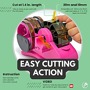 Echomerx Multi-Roll Heat Tape Dispenser Sublimation - Best Cut Heat Resistant Thermal Tape for Sublimation Transfer, Pen Holder, 1 and 3 inch Core, Optional Heat Press Tape Pack, Pink
