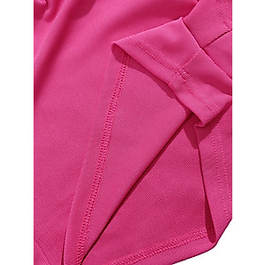 Verdusa Women's 2 Piece Outfit Sleeveless Crop Tank Top and Shorts Tracksuit Set Hot Pink XL