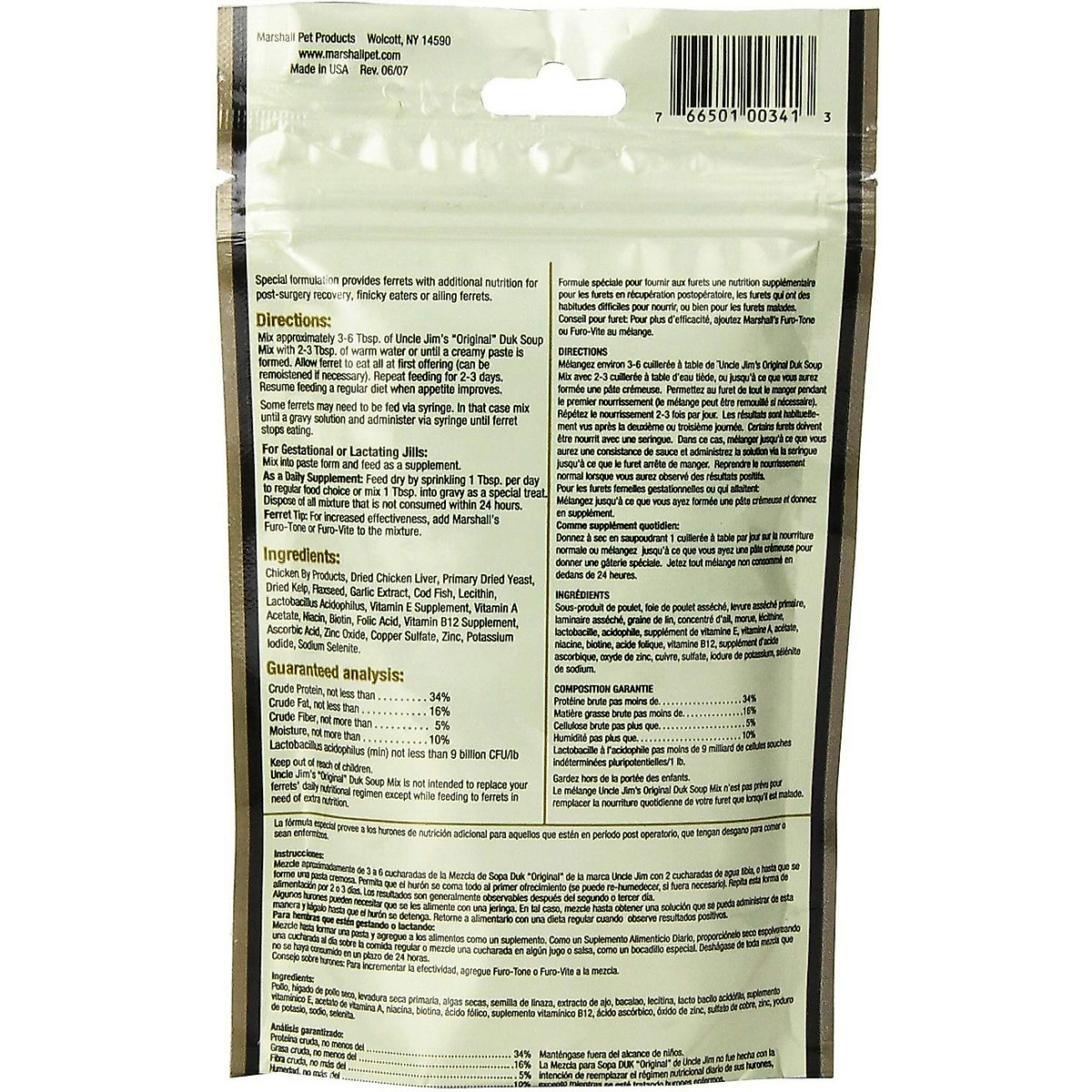 Marshall Uncle Jim's Original Duk Soup Mix for Ferrets 4.5oz. (Pack of 12)