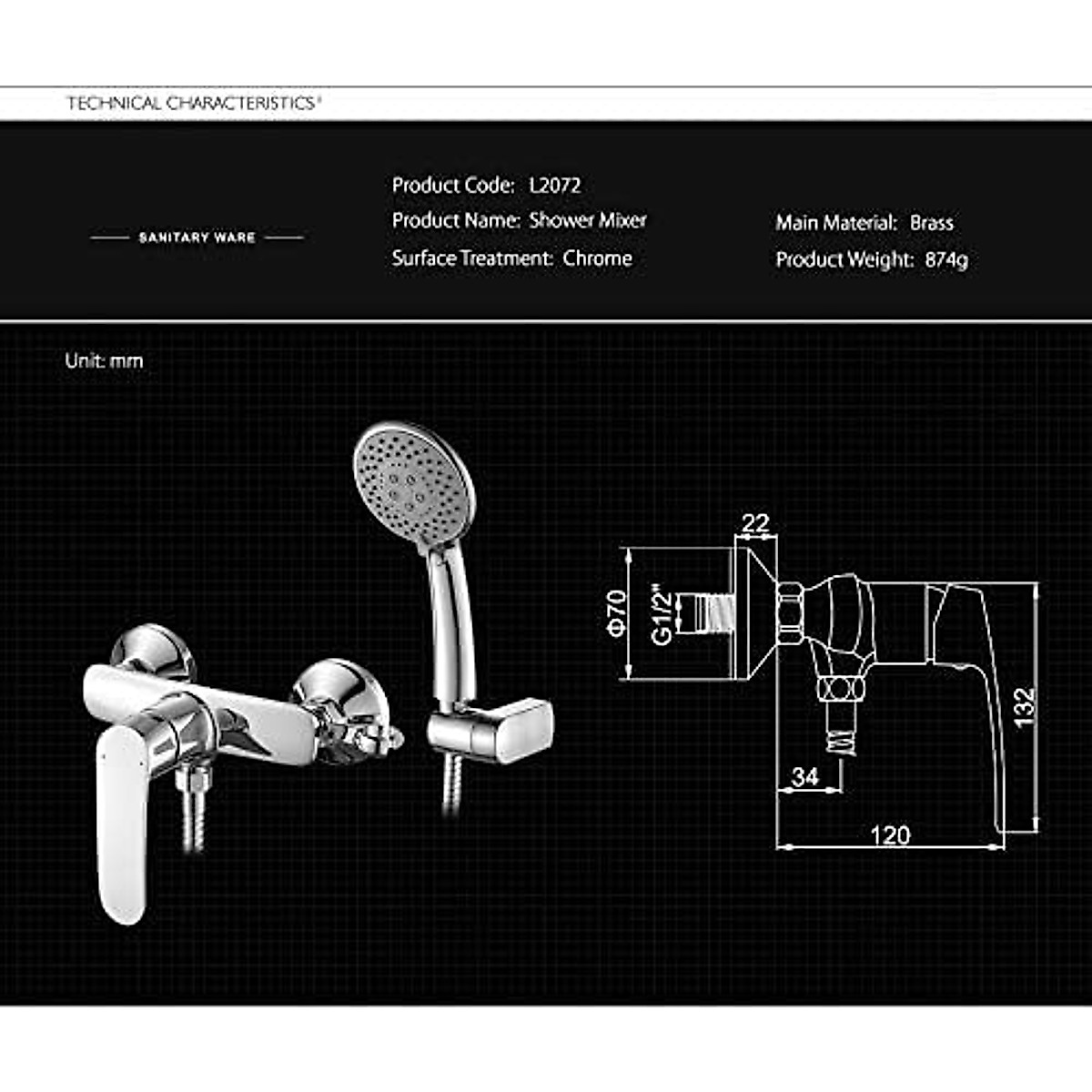 TECKI Kitchen Taps Bathtub Faucets Chrome Polished Finish Wall Mounted Shower Faucet Bathtub Handheld Shower Tap Mixer Bathroom Faucet