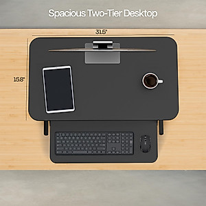 VIVO Height Adjustable 32 inch Stand Up Desk Converter, Quick Sit to Stand Tabletop Dual Monitor Riser Workstation, Black, DESK-V000S