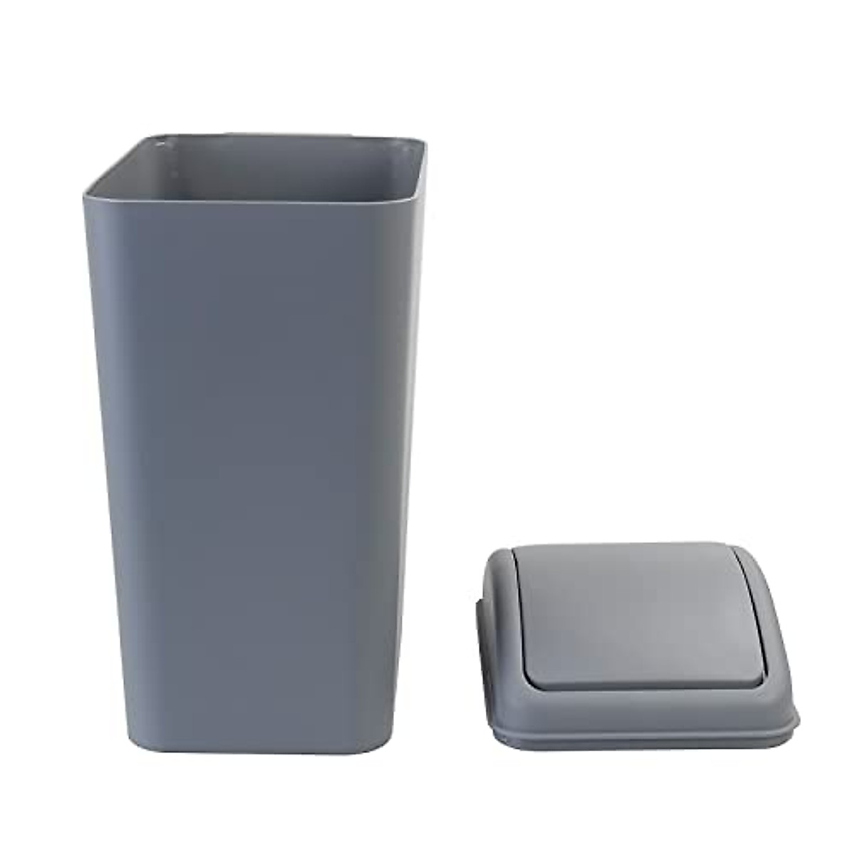 Ramddy 3-Pack 15 L Trash Can with Swing Lid, Plastic Garbage Bin, Gray