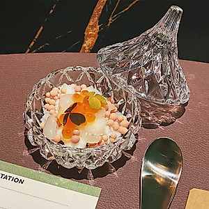 DUEBEL Glass Caviar Chiller Server Set Plus 2 pcs. x Mother of Pearl Caviar Spoon 3.15" – Universal Martini, Wine, Liquor Cocktail Chiller