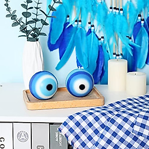 Huray Rayho Evil Eye Candle Gifts Set of 2 Evil Eye Decor Blue Ball Nazar Candle Handmade Scented Natural Soy Wax Hamsa Cute Candles Aesthetic Aromatherapy Air Freshener Home Office Gifts for Women