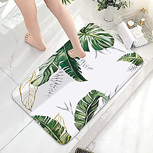 ZYLLGLOW Green Turtleback Leaf Shower Curtain Set Boho Plant Shower Curtain Set with Rugs, Abstract Bathroom Decor Accessories Bathroom Set with Shower Curtain and Rugs Leaves Curtain Set