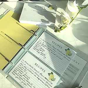 Cosy Coast Blank Recipe Book Binder 8.5"x9.5" | 50 Recipe Organizer Binder Cards 4"x6" | Family Recipe Book To Write In Your Own Recipes |10 Large Recipe Binder Cards |12 Dividers |25 Page Protectors