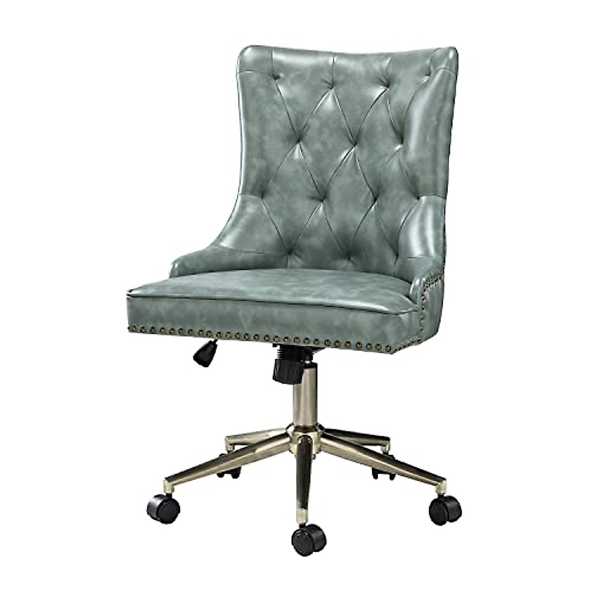 HULALAHOME PU Leather Office Chair Armless, Home Office Leisure Chair Ergonomic Mid-Back PU Leather Armless Chair Upholstered with 5 Rolling Casters, Height Adjustable Swivel Task Chair, SAGE