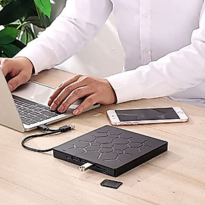 BPAKDU External DVD CD Drive Type-c USB3.0 CD Player, 6 in 1 New DVD Burner, Plug and Play,Ultra Slim, for Mac, PC Windows 11/10/8/7 Linux OS