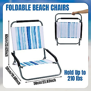 Leitee 2 Pack Low Beach Chairs for Adults Folding Beach Chair Backpack Camping Chair Portable Lightweight Foldable Sand Chair Compact Heavy Duty Aluminum Water Resistant Outdoor Lawn BBQ Beach Travel